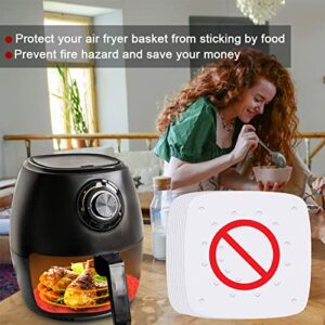 Silicone Air Fryer Liners Square, Air Fryer Accessories Reusable Air Fryer Liners 8 Inch 3 Pack, Air Fryer Silicone Mat, Non-Stick and Heated Food More Evenly, Includes Air Fryer Magnetic Cheat Sheet