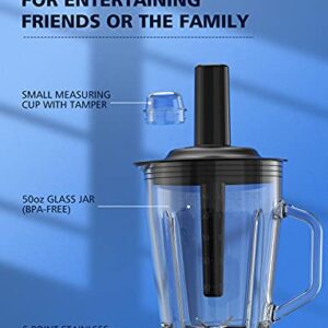 ACOQOOS Blenders for Kitchen, Smoothie Blender with 50oz Glass Jar And 2 Travel Bottles, Blender for Shakes and Smoothies For Crushing Ice, Frozen Fruits, BPA Free