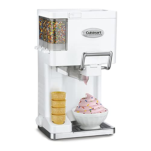 Cuisinart Mix It In Soft Serve 1.5-Quart Ice Cream Maker (White) Bundle with Ice Cream Recipe and Dessert Book (2 Items)