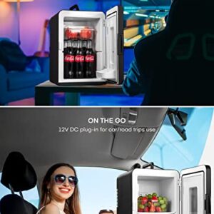 Northclan 15L Mini Fridge for Bedroom, 110V AC/ 12V DC Portable Thermoelectric Cooler and Warmer Small Refrigerators for Home, Dorm, Office and Car, Skincare, Cosmetic, Beverage, Removable shelf