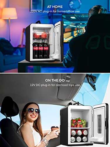 Northclan 15L Mini Fridge for Bedroom, 110V AC/ 12V DC Portable Thermoelectric Cooler and Warmer Small Refrigerators for Home, Dorm, Office and Car, Skincare, Cosmetic, Beverage, Removable shelf