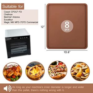 8Pcs Silicone Dehydrator Trays - Nonstick Silicone Drye Mats with Edge , Compatible with Cosori CP267-FD, Multi-purpose Reusable for Jerky, Fruit, Meat, Herbs, Vegetables, Crackers