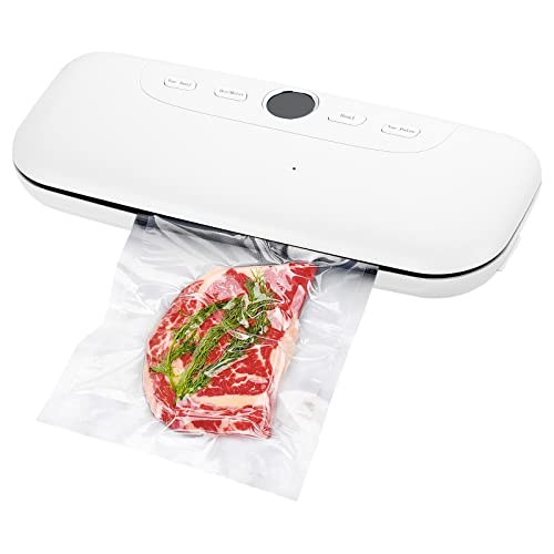 Vacuum Sealer Machine, Automatic Food Vacuum Sealing for Food storage & preservation, Apply to Dry, Wet and Other Kinds of Food, Vacuum Pumping Function, Simple Design and 10 Pcs Seal Bags for Free