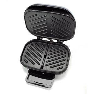 Dominion 2-Serving Classic Plate Electric Indoor Grill and Panini Press, Easy Storage & Clean, Perfect for Breakfast Grilled Cheese Egg & Steak, Black