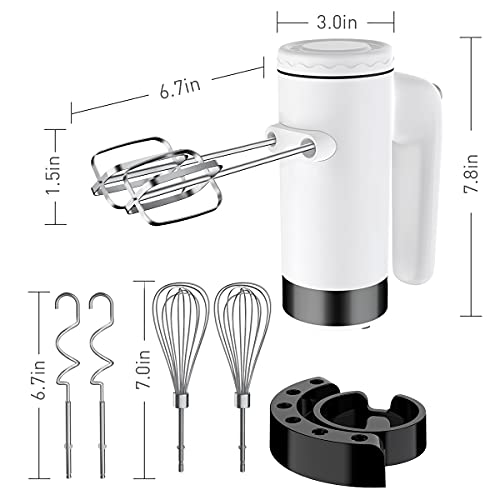 Electric hand mixer, 400W power hand mixer, 5 minutes safety protection function,9 speeds, eject button,6 pieces of 304 stainless steel accessories for baking and cooking, used for baking cakes, egg and cream food mixers.