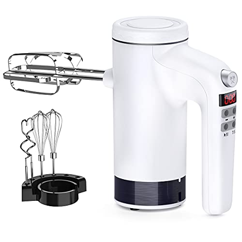 Electric hand mixer, 400W power hand mixer, 5 minutes safety protection function,9 speeds, eject button,6 pieces of 304 stainless steel accessories for baking and cooking, used for baking cakes, egg and cream food mixers.