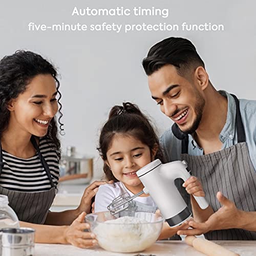 Electric hand mixer, 400W power hand mixer, 5 minutes safety protection function,9 speeds, eject button,6 pieces of 304 stainless steel accessories for baking and cooking, used for baking cakes, egg and cream food mixers.