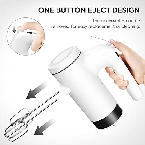 Electric hand mixer, 400W power hand mixer, 5 minutes safety protection function,9 speeds, eject button,6 pieces of 304 stainless steel accessories for baking and cooking, used for baking cakes, egg and cream food mixers.