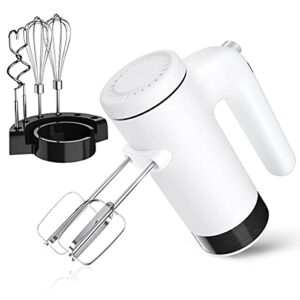 Electric hand mixer, 400W power hand mixer, 5 minutes safety protection function,9 speeds, eject button,6 pieces of 304 stainless steel accessories for baking and cooking, used for baking cakes, egg and cream food mixers.