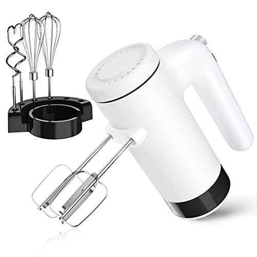 Electric hand mixer, 400W power hand mixer, 5 minutes safety protection function,9 speeds, eject button,6 pieces of 304 stainless steel accessories for baking and cooking, used for baking cakes, egg and cream food mixers.