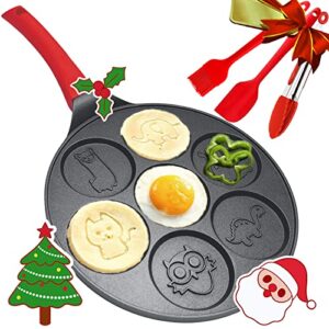 dayooh mini waffle maker for kids pancake griddle animal crepe pancake maker pan for kids omelet flapjack nonstick griddle pancakes – 5.5inches handle