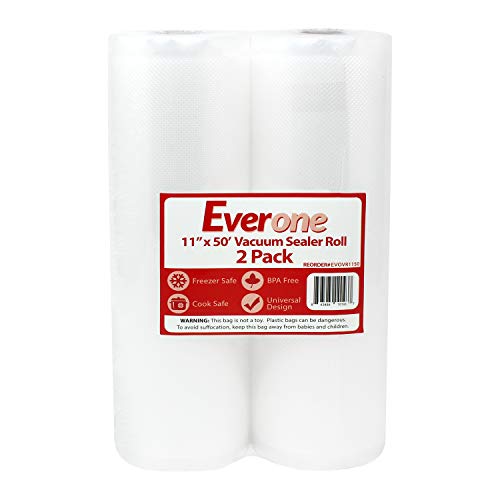 EverOne Vacuum Sealer Bag Roll for Sous Vide & Food Saver, 11" X 50', 2 Count