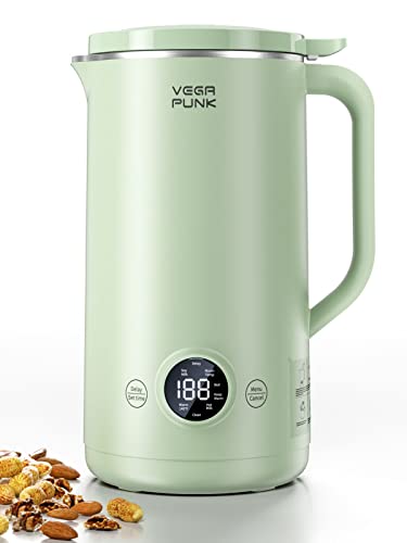 VEGAPUNK Nut Milk Maker Machine 20oz - Smart Automatic Cold and Hot Dairy Free Soybean/Oat/Coconut/Soy Milk Maker Machine with Filter Bag - Plant Based Almond Cow Milk Machine Maker for Vegan - Green