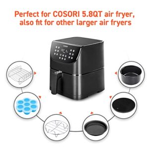 COSORI Air Fryer with Customizable 10 Presets & Shake Reminder,Cookbook(100 Recipes),Accessories XL, Set of 6 Fit all 5.8Qt, 6Qt Air Fryer, FDA Compliant, BPA Free, Dishwasher Safe, Nonstick Coating