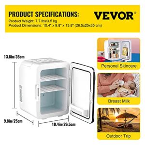 VEVOR Mini Fridge, 10 Liter Portable Cooler Warmer, AC/DC Skincare Fridge, Stylish Look Compact Refrigerator, Lightweight Beauty Fridge, for Bedroom Office Car Boat Dorm Skincare Cosmetic Medicine