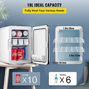 VEVOR Mini Fridge, 10 Liter Portable Cooler Warmer, AC/DC Skincare Fridge, Stylish Look Compact Refrigerator, Lightweight Beauty Fridge, for Bedroom Office Car Boat Dorm Skincare Cosmetic Medicine