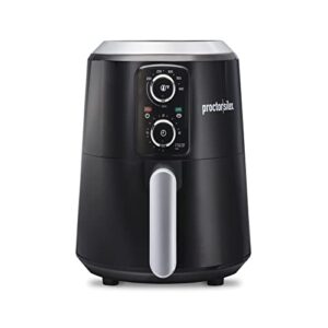 proctor silex 3.7 qt air fryer oven with temperature control, 30 min timer, non stick basket, 1350w, black (35056)