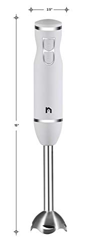 New House Kitchen Immersion Hand Blender 2 Speed Stick Mixer with Stainless Steel Shaft & Blade, 300 Watts Easily Food, Mixes Sauces, Purees Soups, Smoothies, and Dips, Ivory