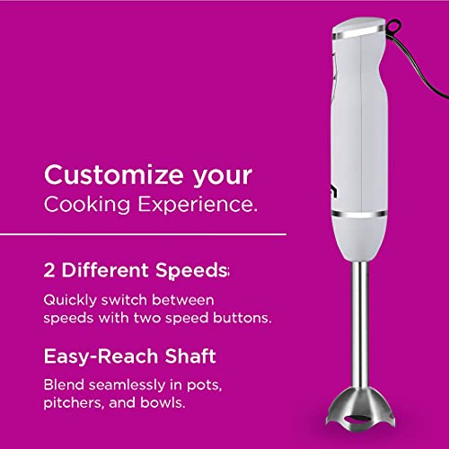 New House Kitchen Immersion Hand Blender 2 Speed Stick Mixer with Stainless Steel Shaft & Blade, 300 Watts Easily Food, Mixes Sauces, Purees Soups, Smoothies, and Dips, Ivory