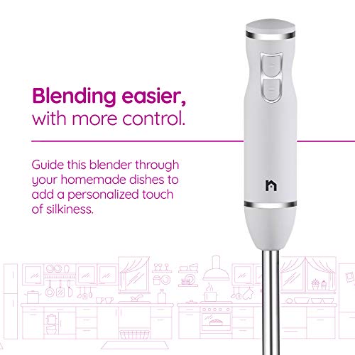 New House Kitchen Immersion Hand Blender 2 Speed Stick Mixer with Stainless Steel Shaft & Blade, 300 Watts Easily Food, Mixes Sauces, Purees Soups, Smoothies, and Dips, Ivory