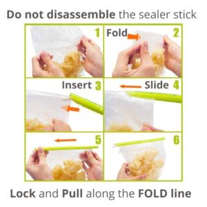 HOSEH 14 pcs Bag Sealer rod stick | Stick style rod clip | 2 Practical Length 11 & 9 inches | Eco-friendly Airtight Watertight & Leakproof | Reusable & Easy for Storage – No food contact (14)