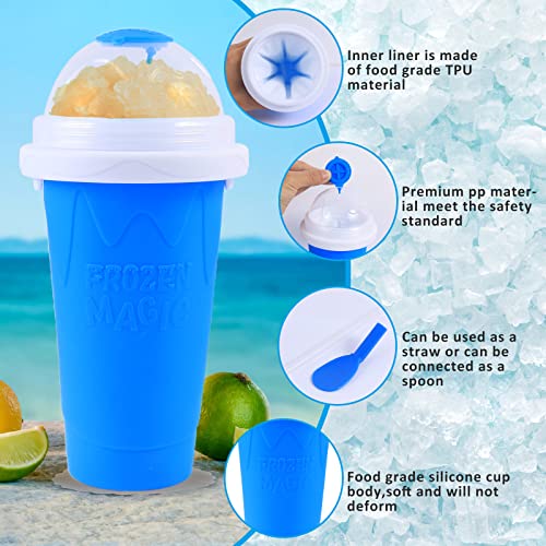 Slushy Cup Slushie Cup Maker Squeeze ,TIK TOK Shake Frozen Magic Maker Quick Squeeze Cups Homemade Summer DIY Milk Ice Cream Maker (BLUE)