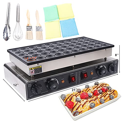 Electric Commercial Waffle Maker Machine 50pcs Nonstick Waffle Iron 1700W Mini Dutch Pancakes Waffle Maker Baker for Restaurant Bakeries Snack Family, Timer and Temperature Control (50 Grids, 1700W 110V)