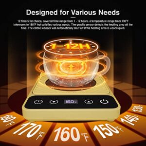 PAL&SAM Cup & Mug Coffee Warmer for Desk, Electric Beverage & Candle Warmer with Auto Off, Smart Kitchen Gadget for Heating Coffee, Hot Chocolate, Tea, and Milk (Cup Excluded, Yellow)