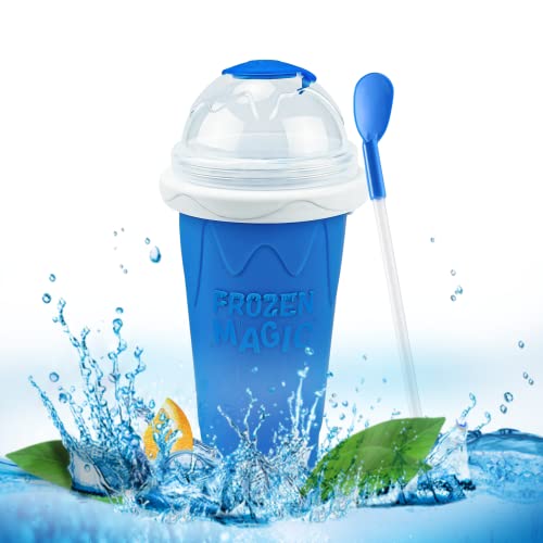 Slushy Maker Cup, Quick Frozen Magic Smoothie Cup for Ice Cream Make your Day Cool, Portable Squeeze Ice Cup, Slushies Maker Cup with Spoon and Straw