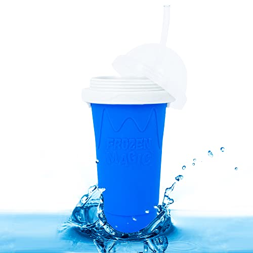 Slushy Maker Cup, Quick Frozen Magic Smoothie Cup for Ice Cream Make your Day Cool, Portable Squeeze Ice Cup, Slushies Maker Cup with Spoon and Straw