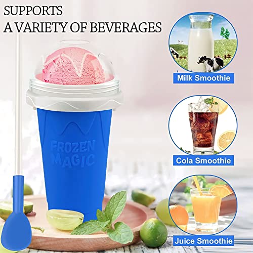 Slushy Maker Cup, Quick Frozen Magic Smoothie Cup for Ice Cream Make your Day Cool, Portable Squeeze Ice Cup, Slushies Maker Cup with Spoon and Straw