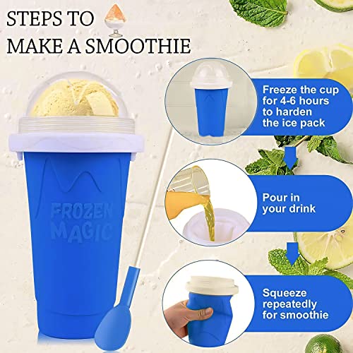 Slushy Maker Cup, Quick Frozen Magic Smoothie Cup for Ice Cream Make your Day Cool, Portable Squeeze Ice Cup, Slushies Maker Cup with Spoon and Straw