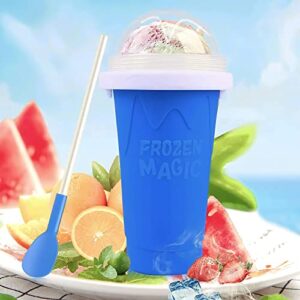 Slushy Maker Cup, Quick Frozen Magic Smoothie Cup for Ice Cream Make your Day Cool, Portable Squeeze Ice Cup, Slushies Maker Cup with Spoon and Straw