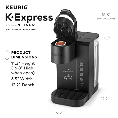 Keurig K-Express Essentials Coffee Maker, Single Serve K-Cup Pod Coffee Brewer, Black - 3 Cup Sizes 6, 8, & 10oz, 36 OZ Removable Reservoir - BROAG Random Color Water Bottle