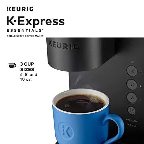 Keurig K-Express Essentials Coffee Maker, Single Serve K-Cup Pod Coffee Brewer, Black - 3 Cup Sizes 6, 8, & 10oz, 36 OZ Removable Reservoir - BROAG Random Color Water Bottle