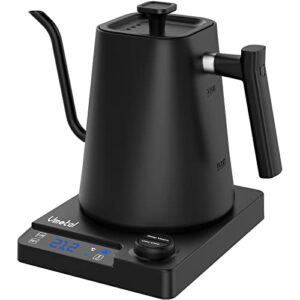 vmotal gooseneck kettle, 1200w electric kettle with fast heating, temperature variable for coffee tea brewing, stainless steel, leak-proof, 24h keep warm, auto shut off, anti-dry protection, 0.9l