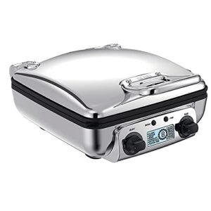 all-clad gourmet digital waffle maker with removable, dishwasher-safe plates. 4 slice, silver