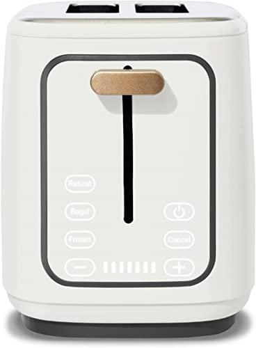 Touchscreen Toaster, 2-Slice Toaster with Touch-Activated Display, Kitchenware by Drew Barrymore (White Icing)