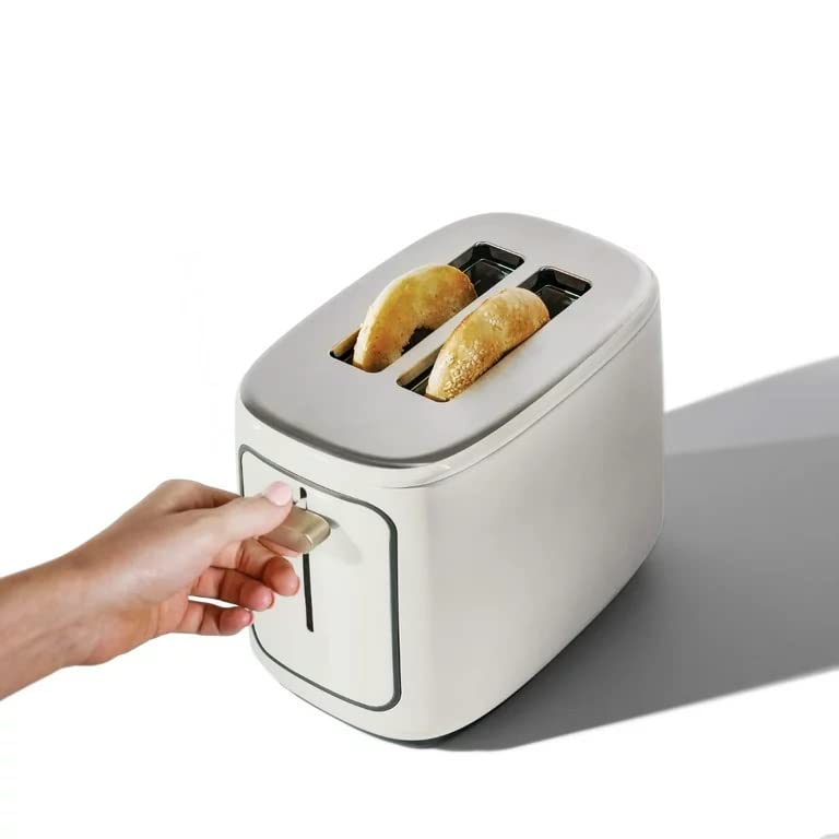 Touchscreen Toaster, 2-Slice Toaster with Touch-Activated Display, Kitchenware by Drew Barrymore (White Icing)