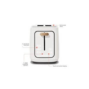 Touchscreen Toaster, 2-Slice Toaster with Touch-Activated Display, Kitchenware by Drew Barrymore (White Icing)