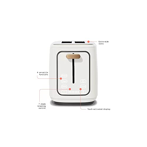 Touchscreen Toaster, 2-Slice Toaster with Touch-Activated Display, Kitchenware by Drew Barrymore (White Icing)