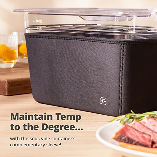 Greater Goods Pro Sous Vide Kit - An 1100 Watt, Powerful, Precise Sous Vide Cooker and Premium, Plastic Container with Sous Vide Rack, Lid, and Neoprene Sleeve | Designed in St. Louis (Birch Kit)