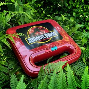 Uncanny Brands Jurassic Park Grilled Cheese Maker- Panini Press and Compact Indoor Grill- Opens 180 Degrees for Burgers, Steaks, Bacon