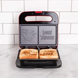 Uncanny Brands Jurassic Park Grilled Cheese Maker- Panini Press and Compact Indoor Grill- Opens 180 Degrees for Burgers, Steaks, Bacon