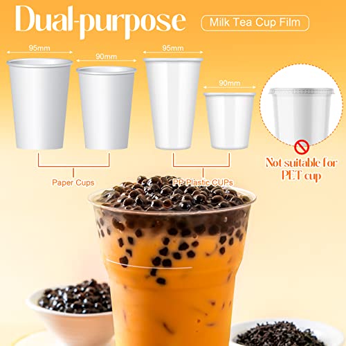 2 Rolls Cup Sealing Film Clear Cup Sealer Film 90-105 mm 6400 Cups Bubble Tea Sealer Film for Pp Plastic and Paper Cups Bubble Tea Sealing Machine