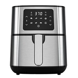 joyoung jy-570 5.8 quart stainless steel multi tasker detachable double basket air fryer with led touchscreen and 8 built in smart programs, black