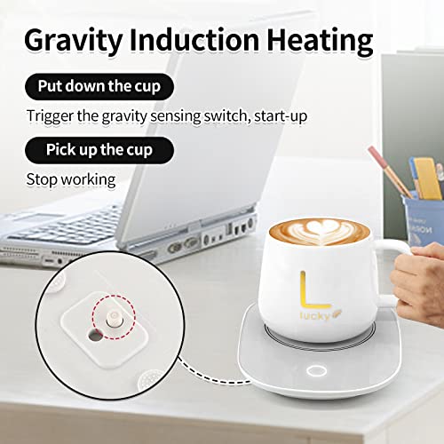 Coffee Warmer for Desk with Automatic Sensor Switch, Candle Warmer Portable, Mug Warmer for Desk 122°F-131°F for Heating Coffee, Milk, Tea, Candles, Office Desk Accessories Gift（No Cup）