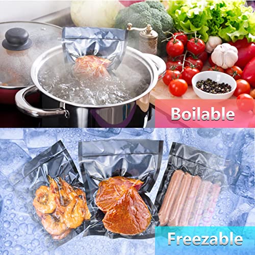 CANLENPK 6x8 inch/15x20cm Vacuum Seal Bags,Food Storage Bag,Seal Meal Snack Fruit Nut,Boil Steam Heat Freeze,Commercial Grade Heavy Duty Sealable Bags (100PCS, Black Back)