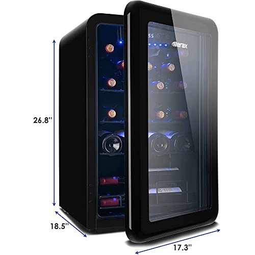 Merax 24 Bottle Retro Wine Cooler - Quiet Counter Top Wine Chiller, Freestanding Wine Refrigerator with Digital Display (24 Bottles-Black)