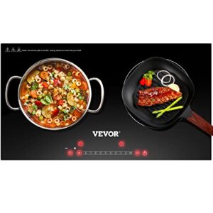 vevor built-in induction electric stove top 24 inch,2 horizontal burners electric cooktop,9 power levels & sensor touch control,easy to clean ceramic glass surface,child safety lock,110v